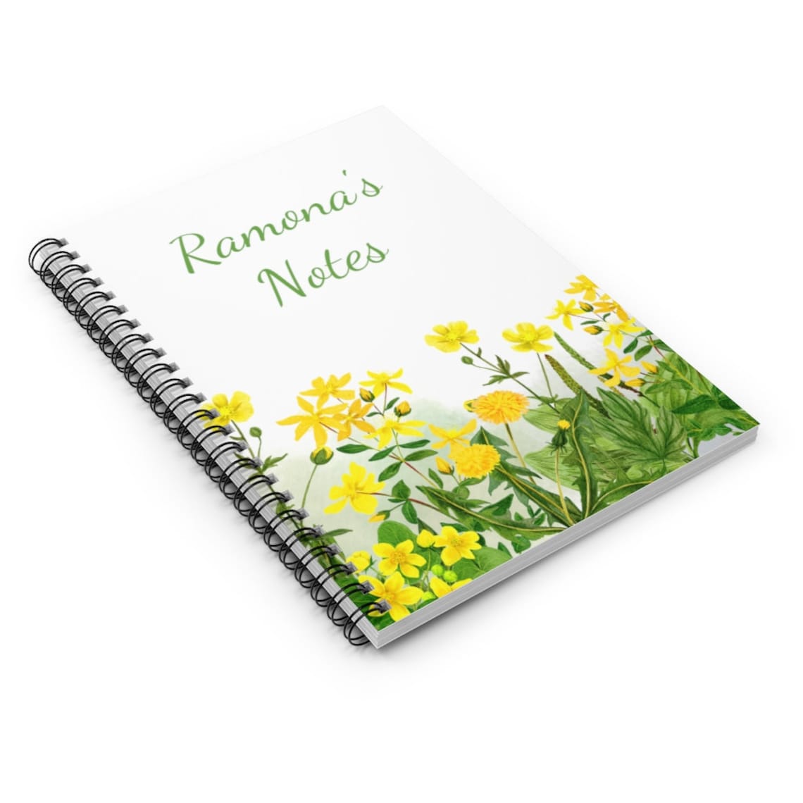 Yellow Flower Custom Notebook. Personalized Spiral Notebook. - Etsy