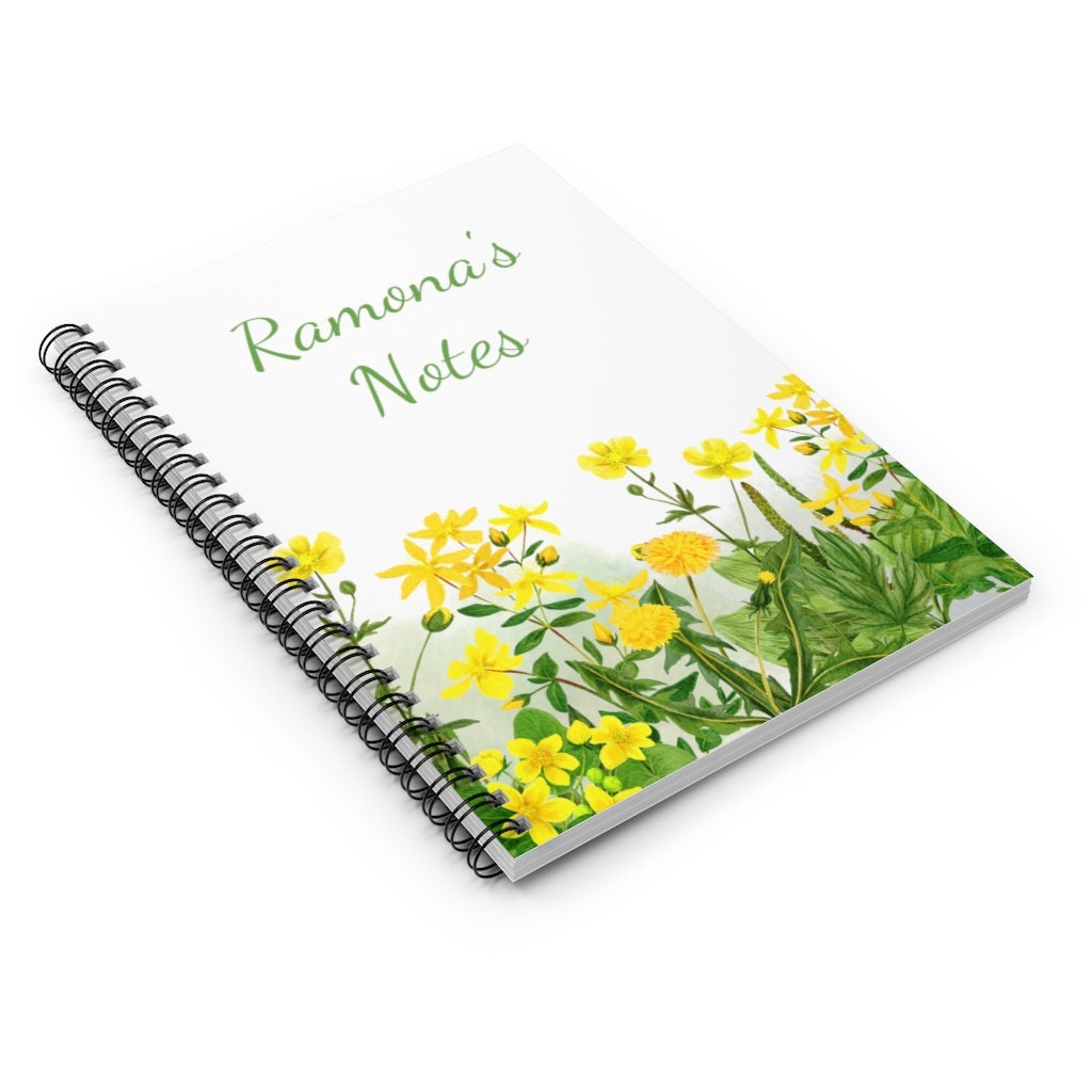 Yellow Flower Custom Notebook. Personalized Spiral Notebook. Lined ...