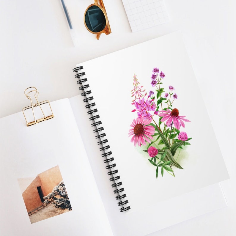 Watercolor Flower Spiral Notebook.colorful Bouquet Spiral Journal ...