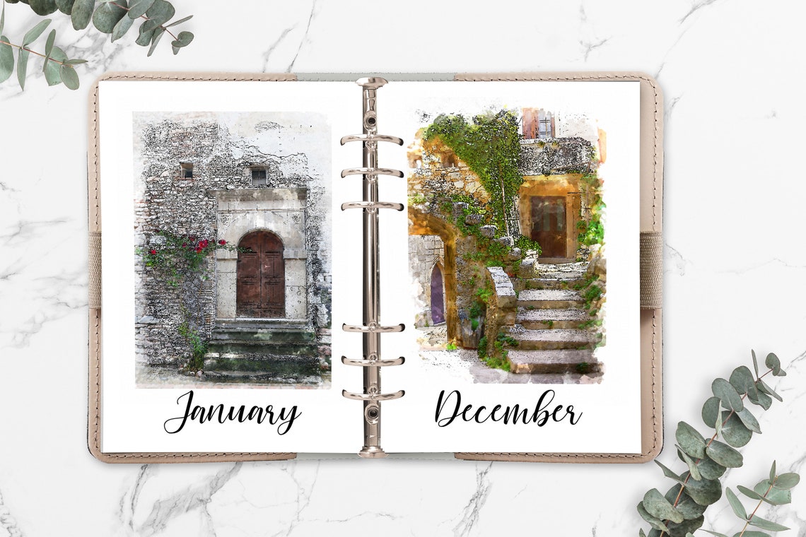 Printable A5 and Half Letter Illustrated Agenda Monthly Cover Pages ...