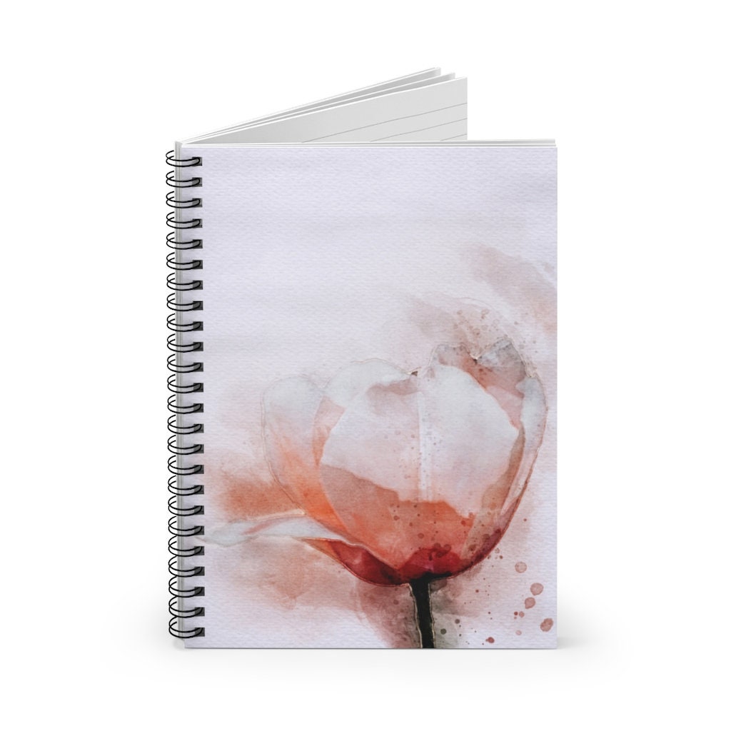 Watercolor Flower Spiral Notebook. Rose Tulip Spiral Journal. Romantic ...