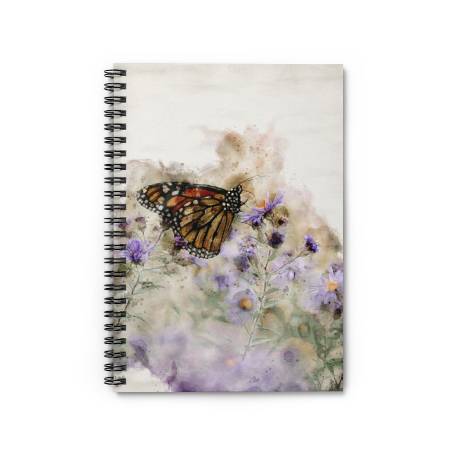 Watercolor Flower Spiral Notebook. Butterfly Spiral Journal. Nature ...