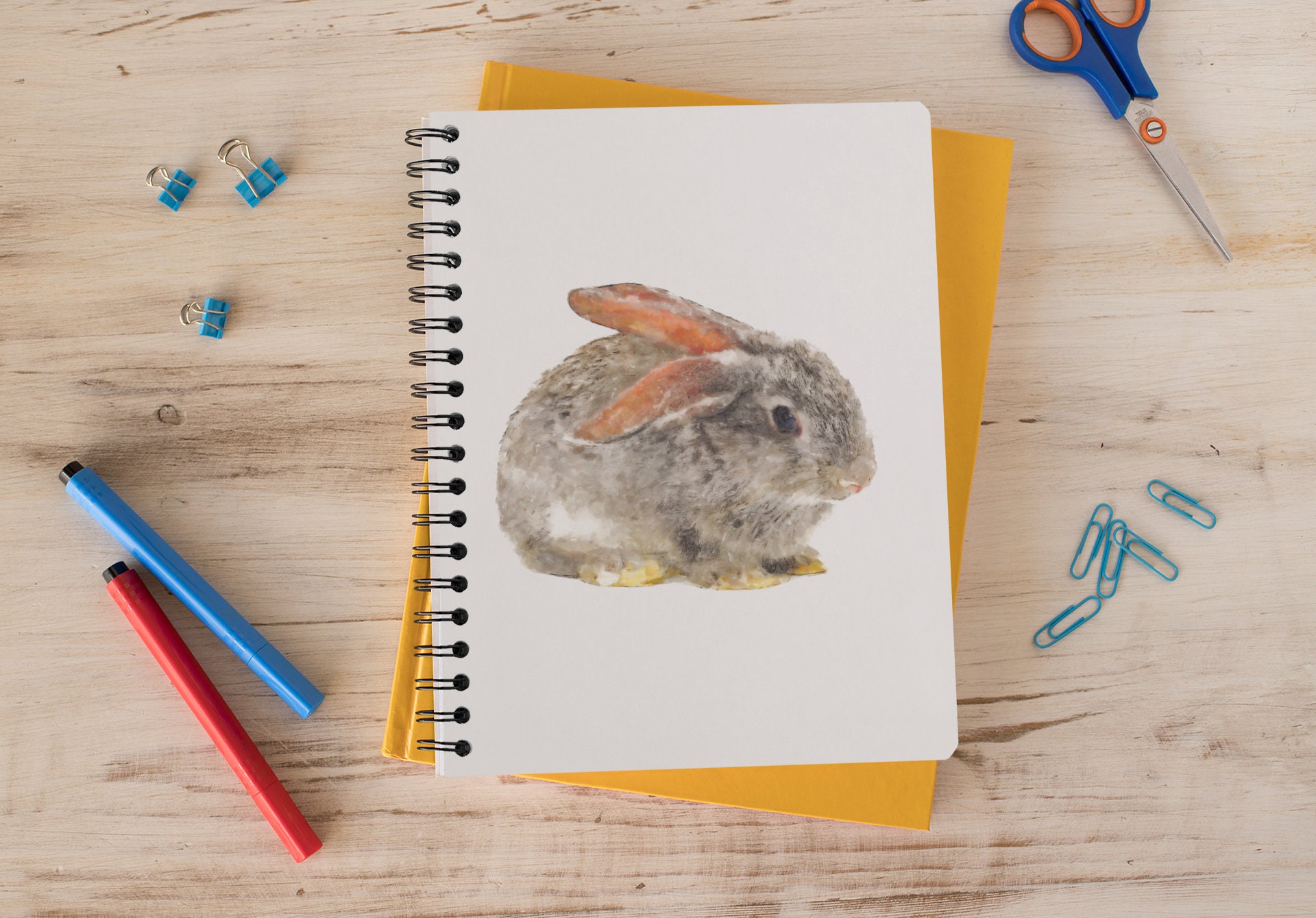 Printable Small Bunny Notebook Cover. A4 A5 Letter and Half Letter ...