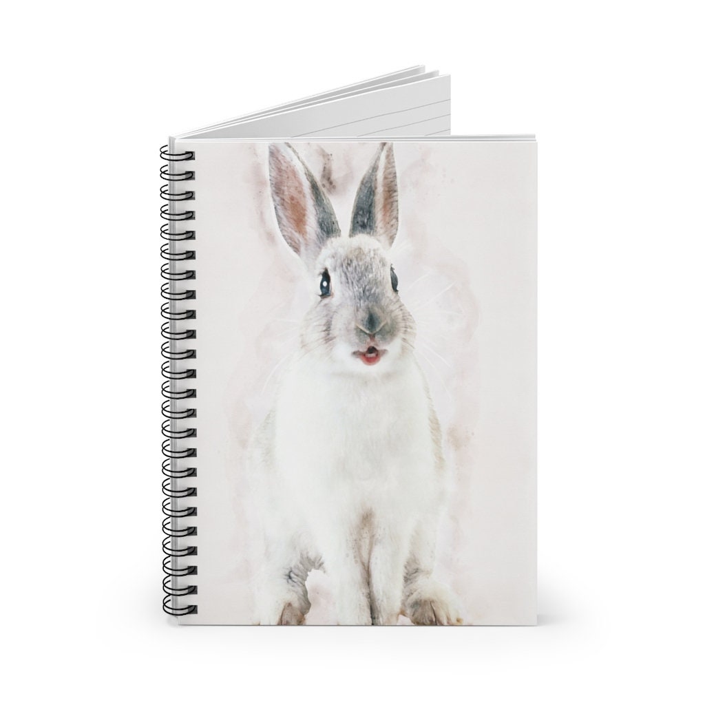 Watercolor Bunny Spiral Notebook. Cute Rabbit Spiral Journal. Animal ...