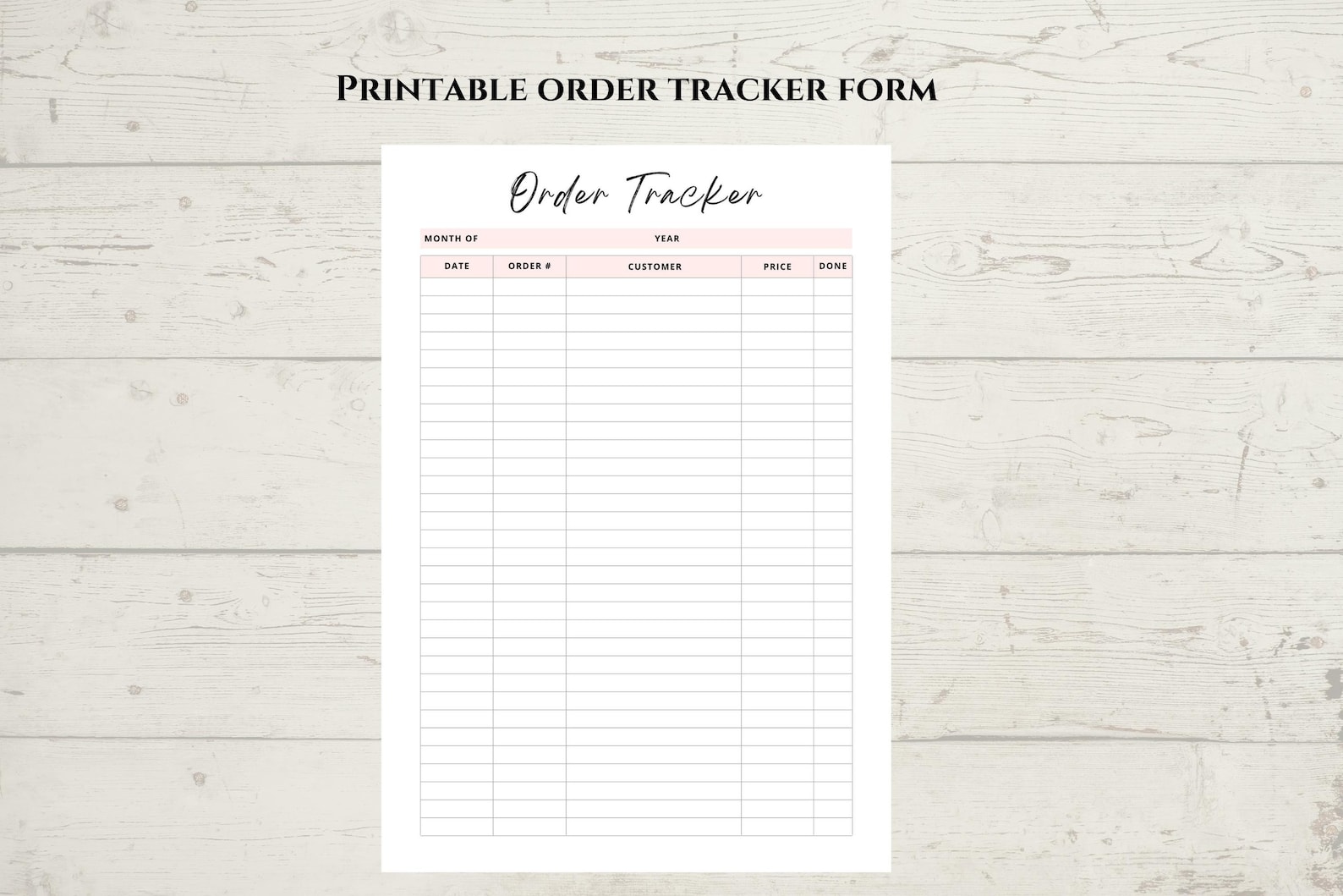 Order Tracker Form. Printable Crafters Sales Tracker. Small Business ...