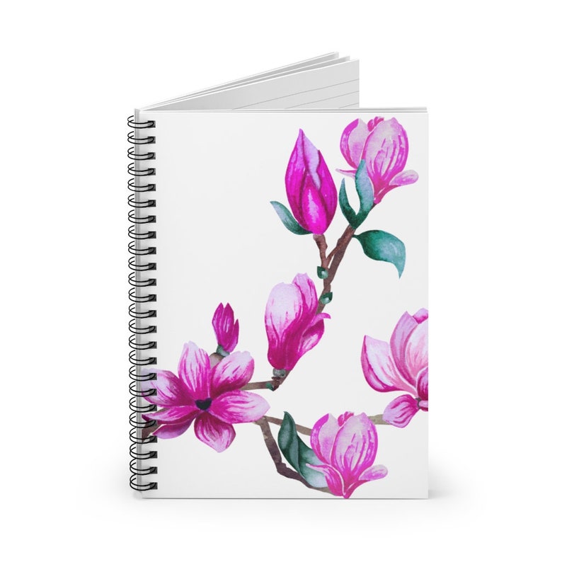Romantic Notebook. Watercolor Flower Spiral Notebook. Magnolia Spiral ...
