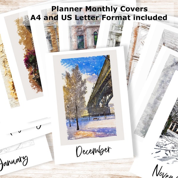 Minimal Agenda Monthly Cover Pages. Printable Monthly Planner Covers ...