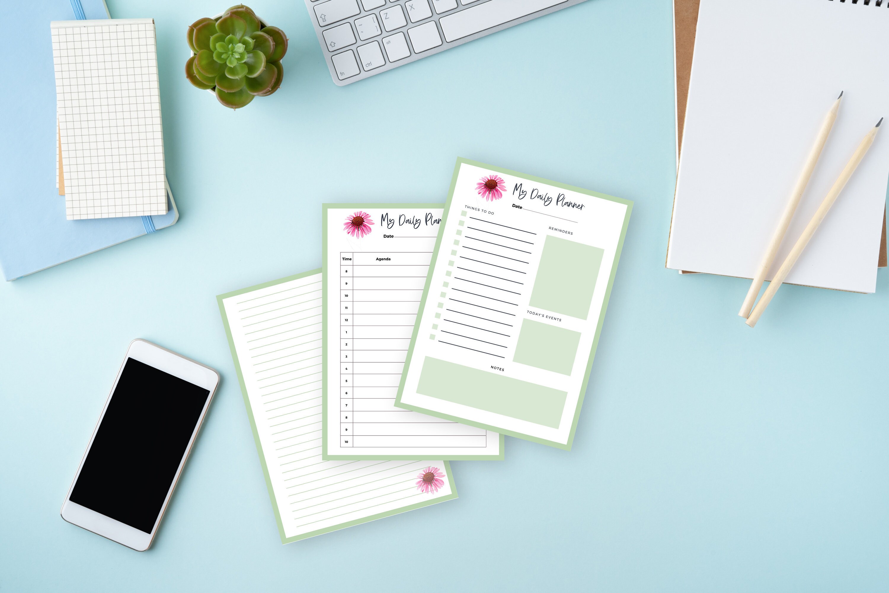 Green Daily Planner Printable Printable A5 Daily Planner - Etsy