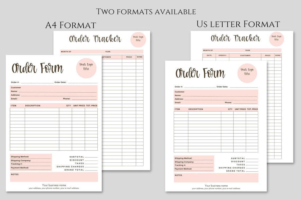 Printable Crafters Order Form and Log. Custom Order Form Template for ...