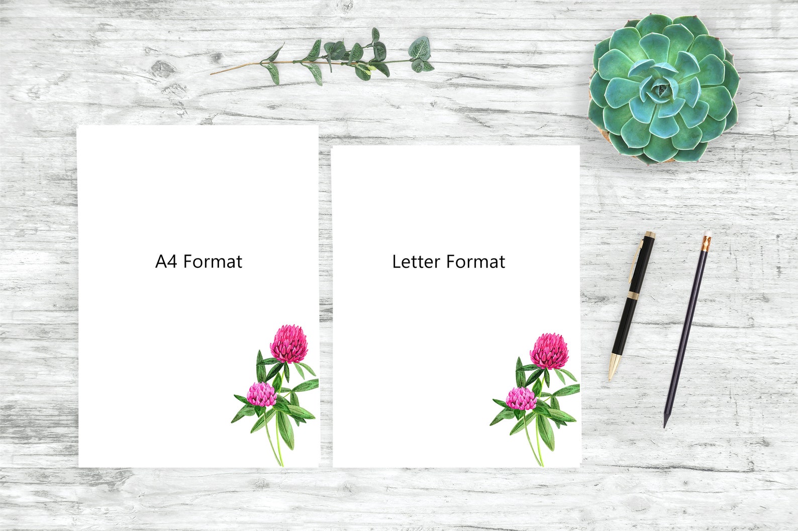 Clover Printable Writing Paper, Watercolor Flower Printable Stationary ...