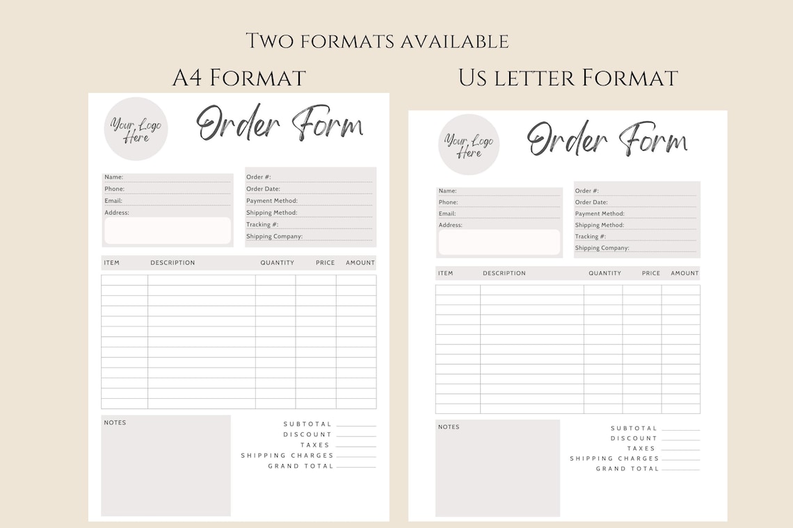 Gray Custom Order Form Template for Canva. Printable Crafters Order ...