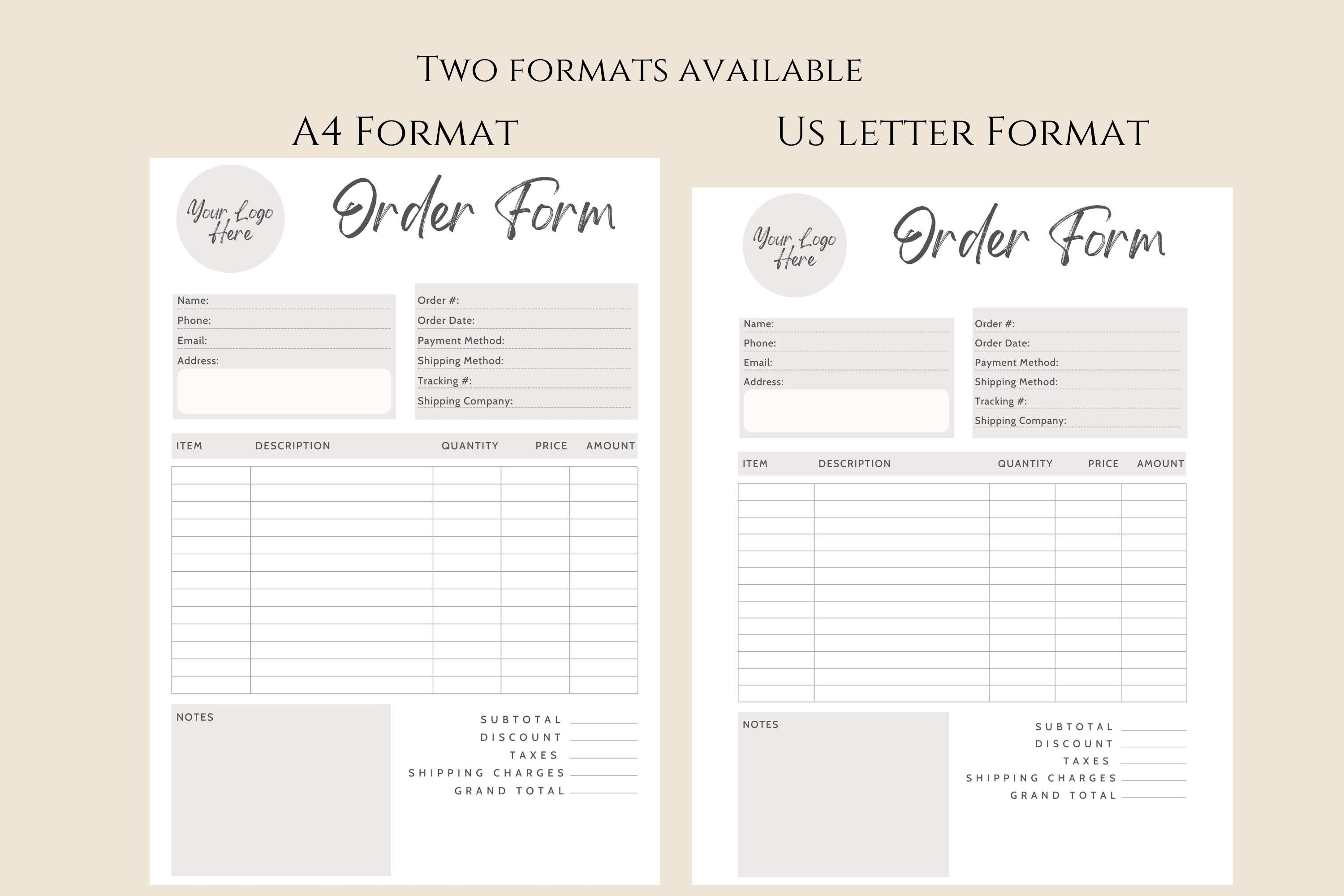 Gray Custom Order Form Template for Canva. Printable Crafters Order ...