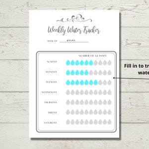 Printable Weekly Water Tracker. Digital Download. A4 and US Letter ...