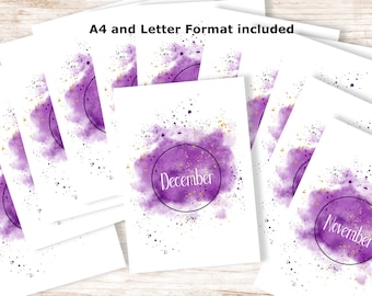 Purple Agenda Monthly Cover Pages. Printable Monthly Planner | Etsy