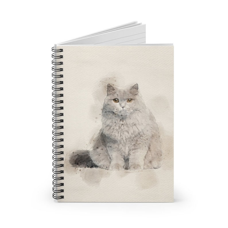 Watercolor Cat Spiral Notebook. Cute Spiral Journal. Animal Lover ...