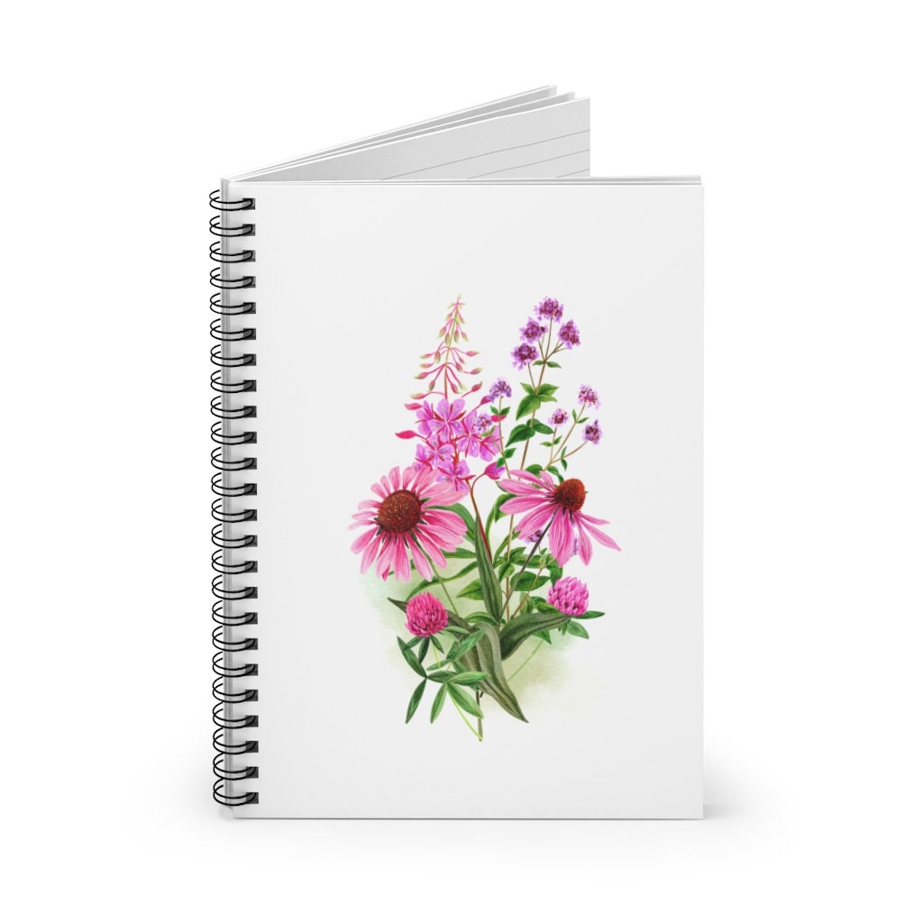 Watercolor Flower Spiral Notebook.colorful Bouquet Spiral Journal ...