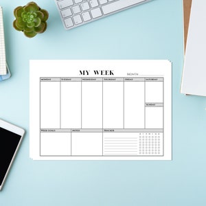 Landscape Weekly Planner A4 and Letter Format, Printable Weekly Undated ...