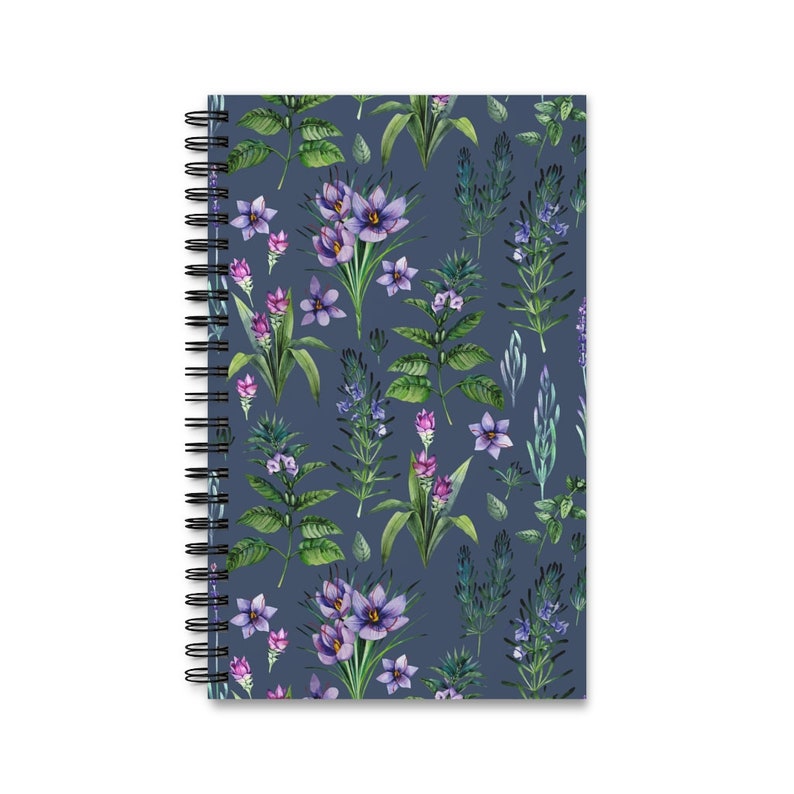 Beautiful Floral Spiral Notebook. Dusty Blue Spiral Journal. Flowers ...