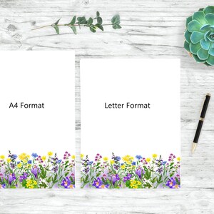 Watercolor Flower Printable Stationary, A4 and Letter Paper, Stationery ...