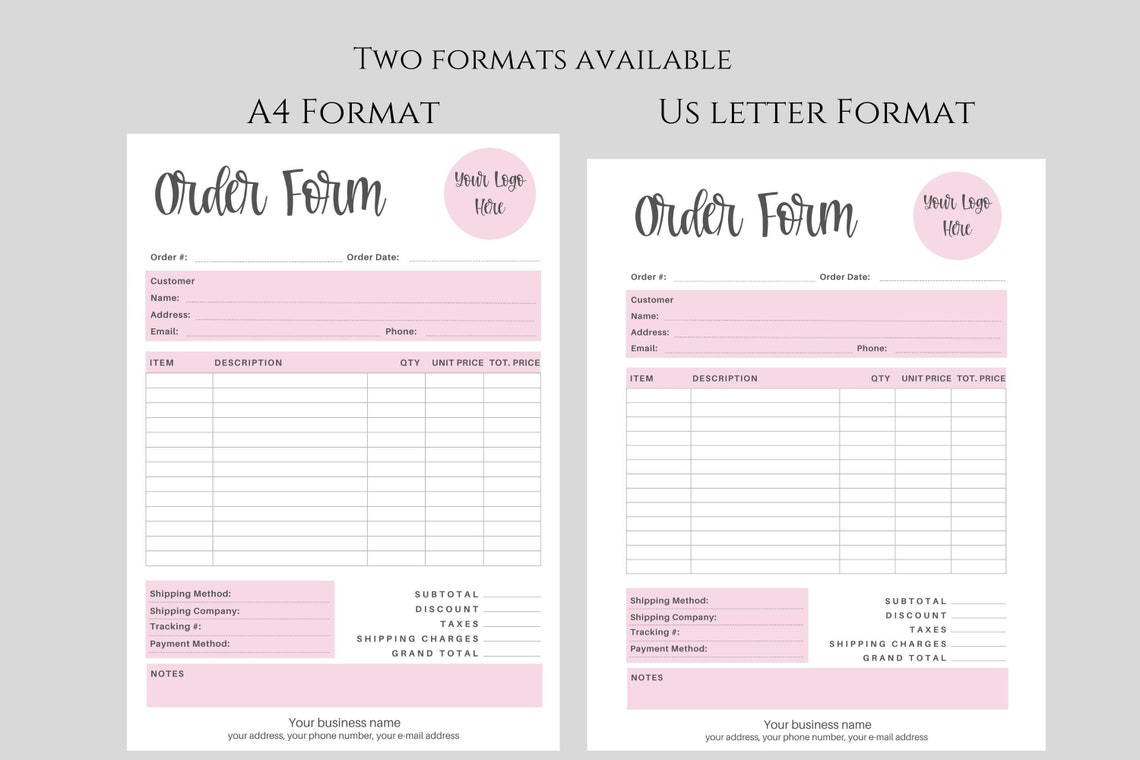 Custom Order Form Template for Canva. Pink Printable Crafters Order ...