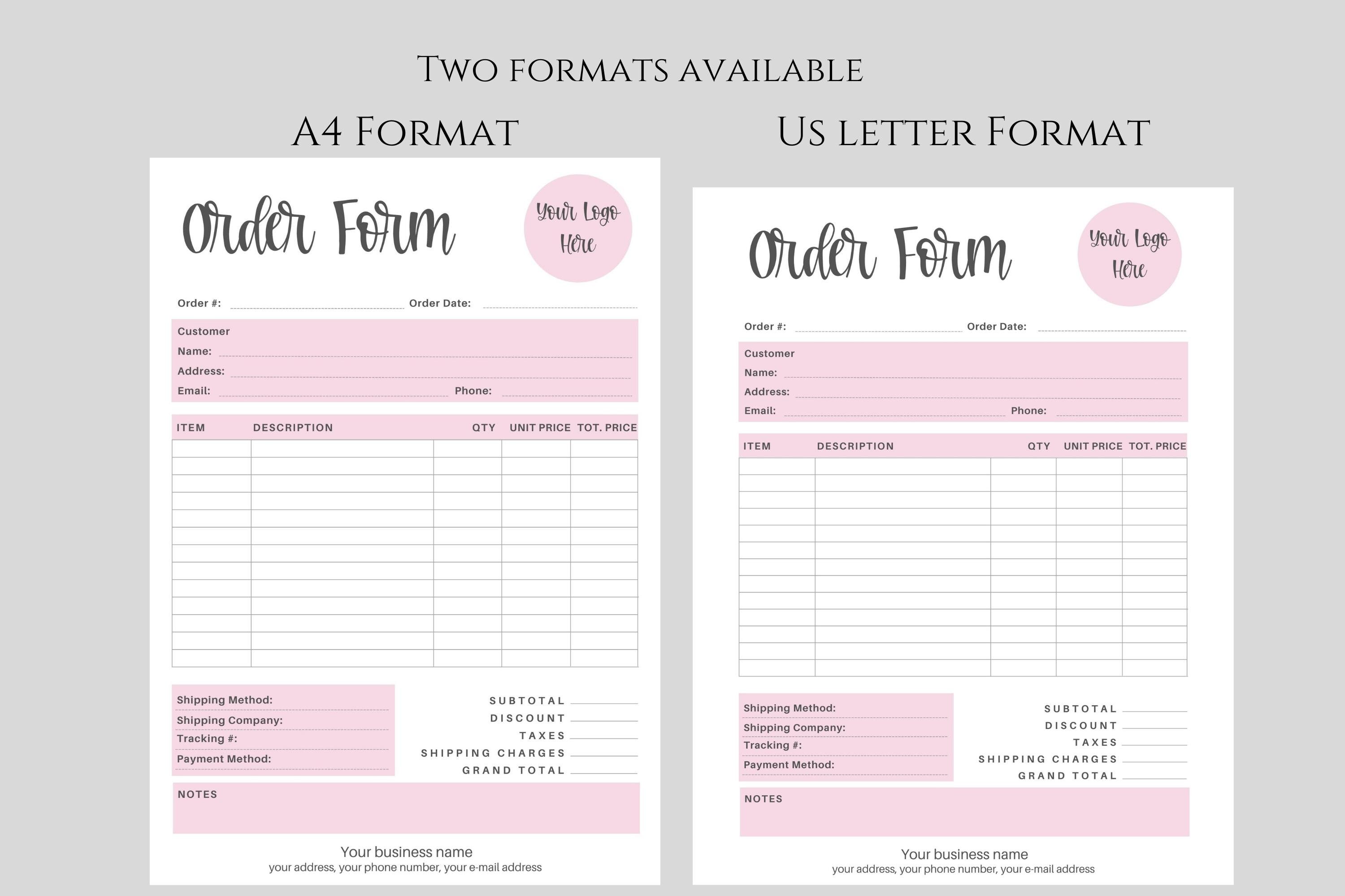 Custom Order Form Template for Canva. Pink Printable Crafters Order ...