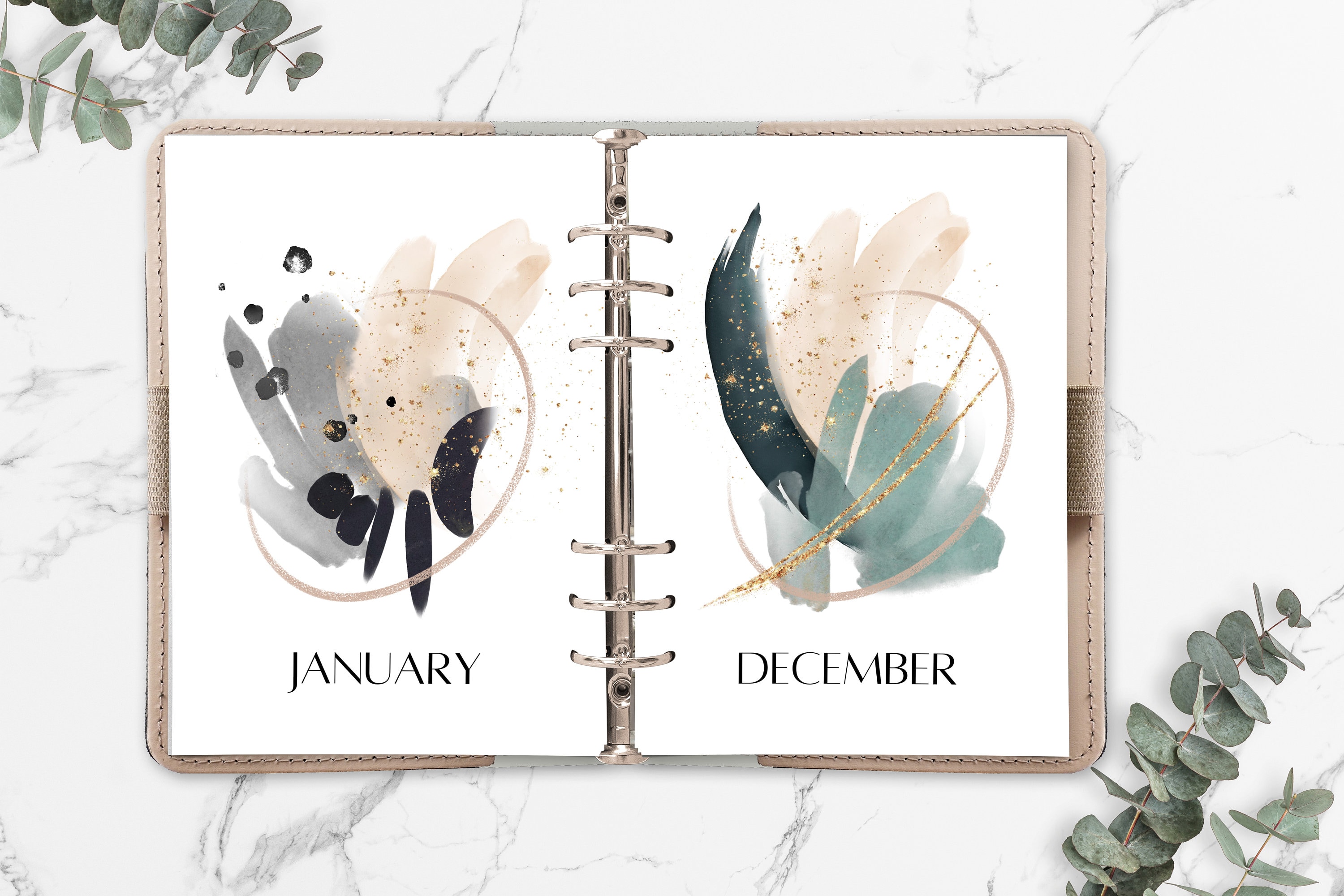 Abstract Watercolor Agenda Monthly Cover Pages. Printable 12 Monthly ...