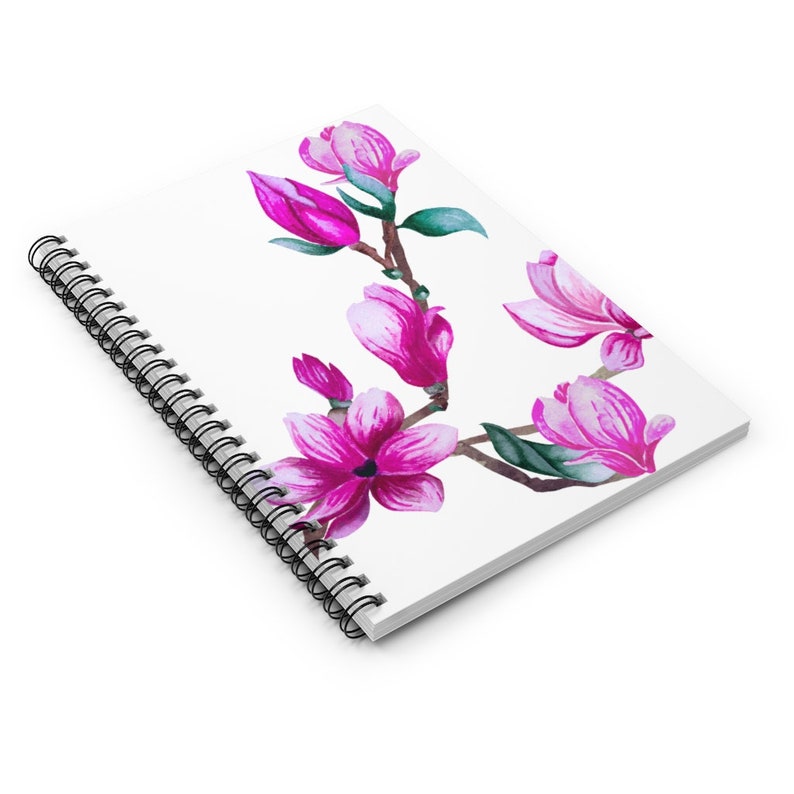 Romantic Notebook. Watercolor Flower Spiral Notebook. Magnolia Spiral ...