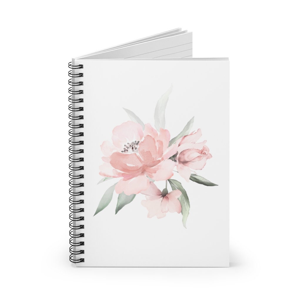 Pink Rose Spiral Journal. Romantic Notebook. Watercolor Flower - Etsy