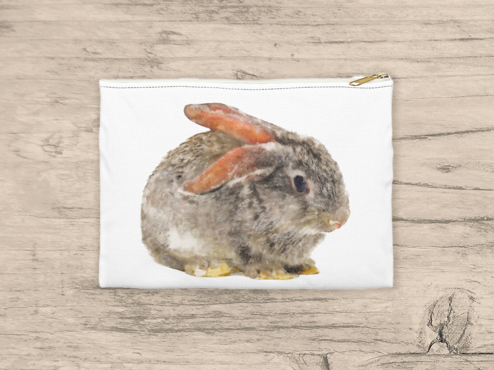 Small Bunny Pencil Pouch. Cute Rabbit Accessory Pouch. Large Pencil ...