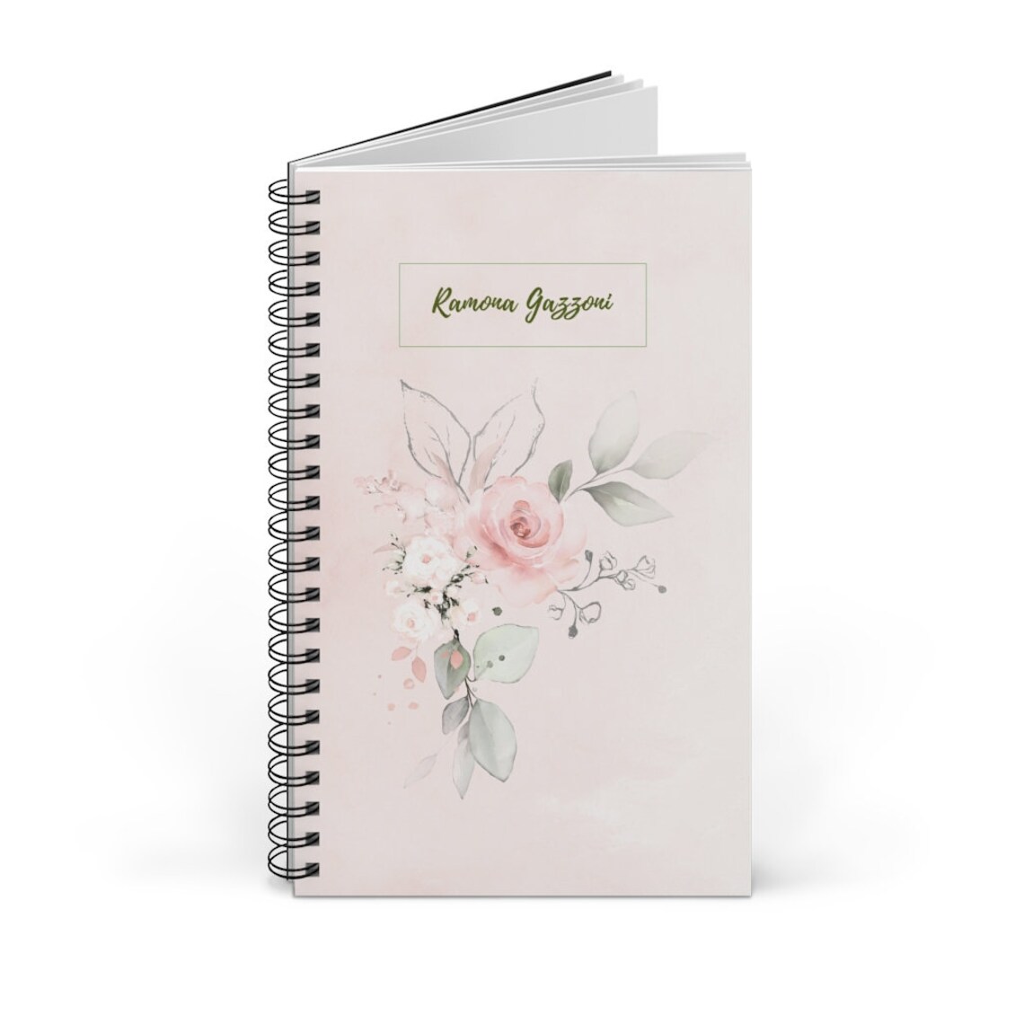 Custom Spiral Notebook. Watercolor Flower Notebook. Personalized Spiral ...