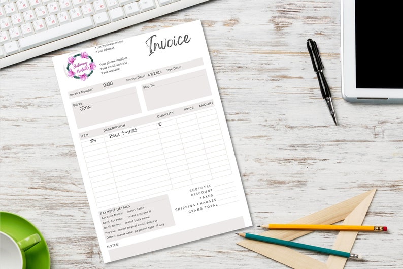Gray Custom Invoice Form Template for Canva. Printable - Etsy