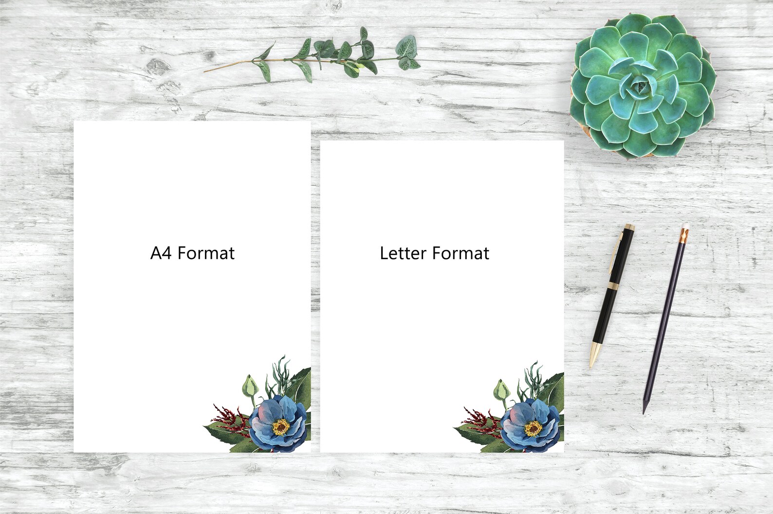 Blue Floral Printable Writing Paper, Stationery Printable, A4 and ...