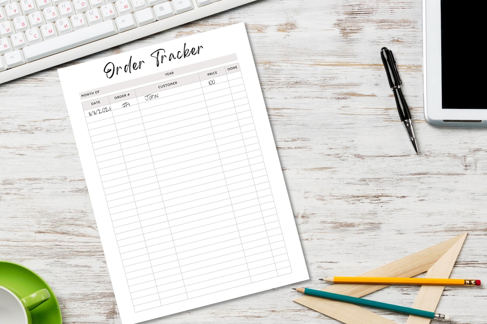 Gray Order Tracker Form. Printable Crafters Sales Tracker. Small ...