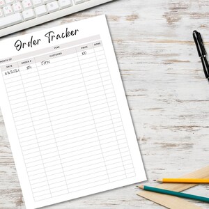 Gray Order Tracker Form. Printable Crafters Sales Tracker. Small ...