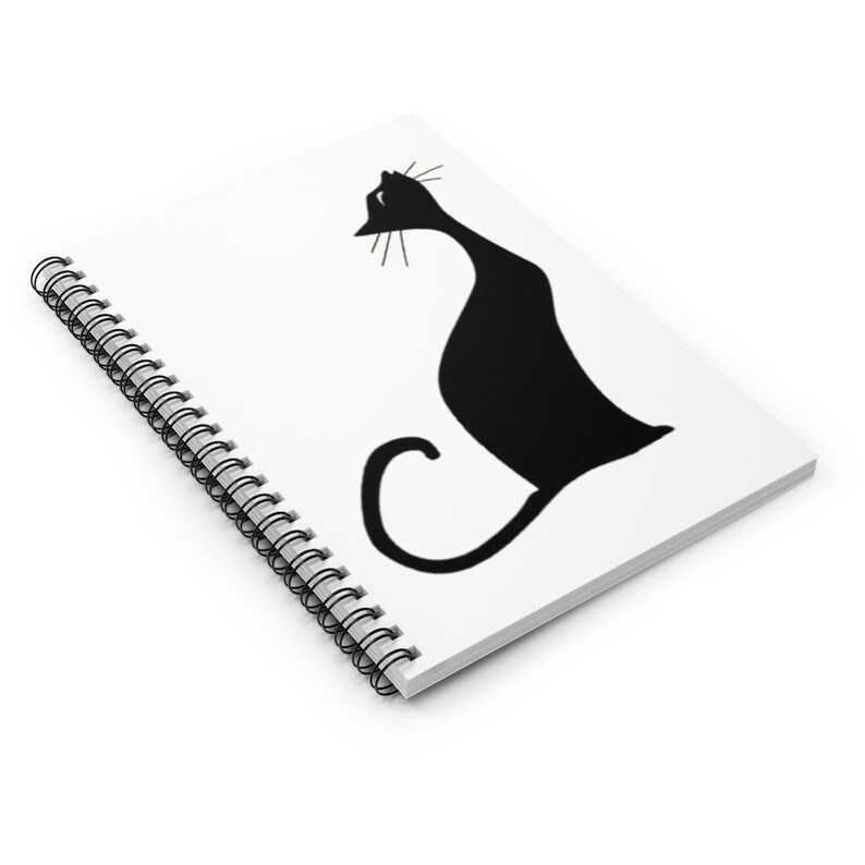 Black Cat Spiral Notebook. Cute Spiral Journal. Animal Lover Notebook ...