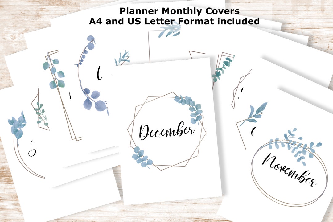 Minimal Agenda Monthly Cover Pages. Printable Monthly Planner Covers ...
