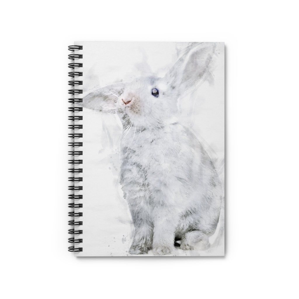 Watercolor Bunny Spiral Notebook. Cute Gray Rabbit Spiral Journal ...