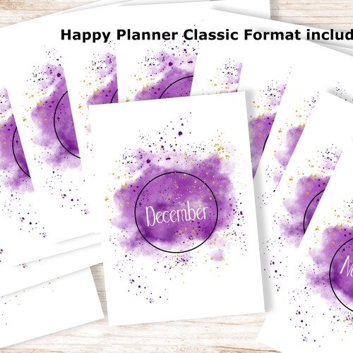 Purple Agenda Monthly Cover Pages. Printable Monthly Planner | Etsy