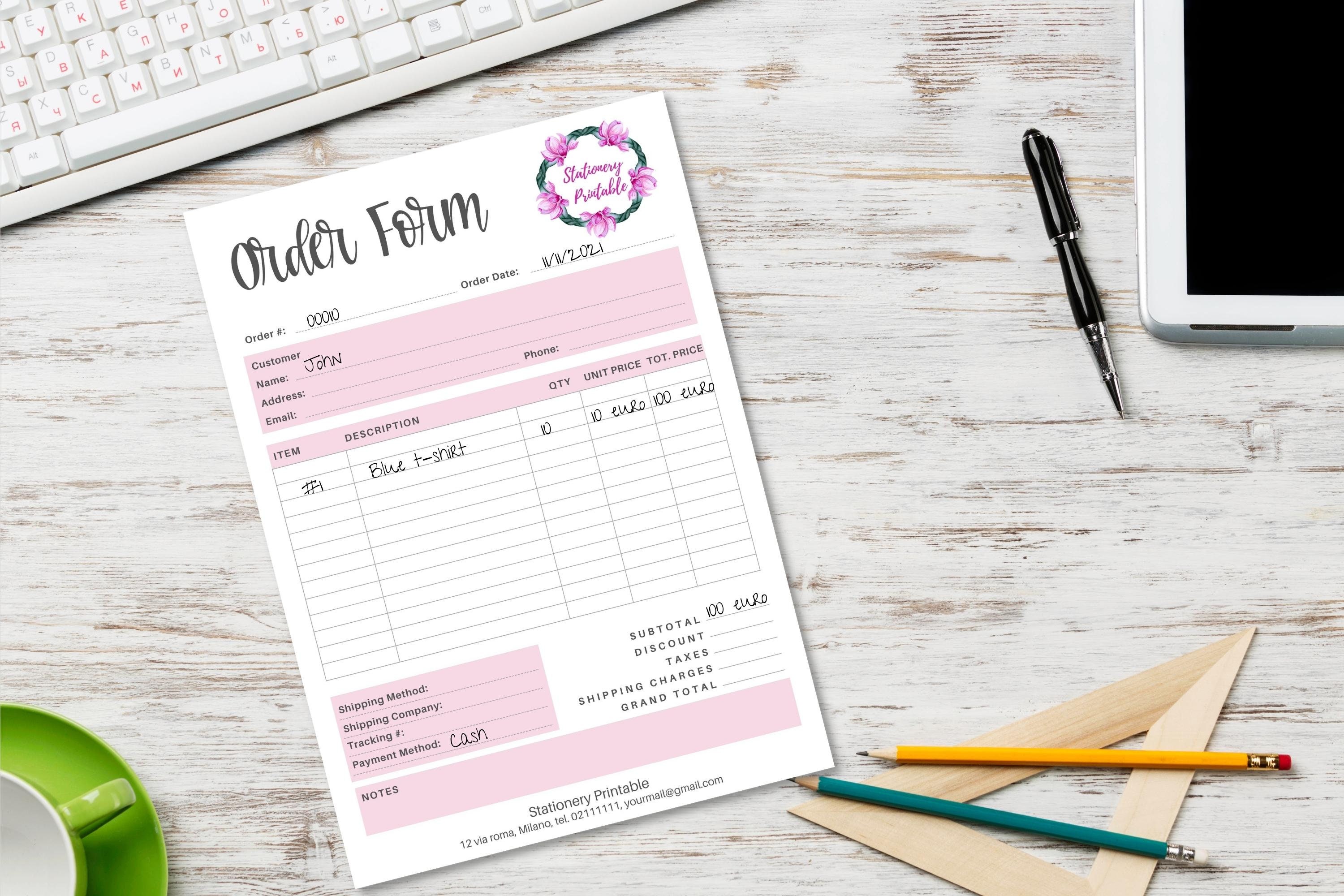 Custom Order Form Template for Canva. Pink Printable Crafters Order ...