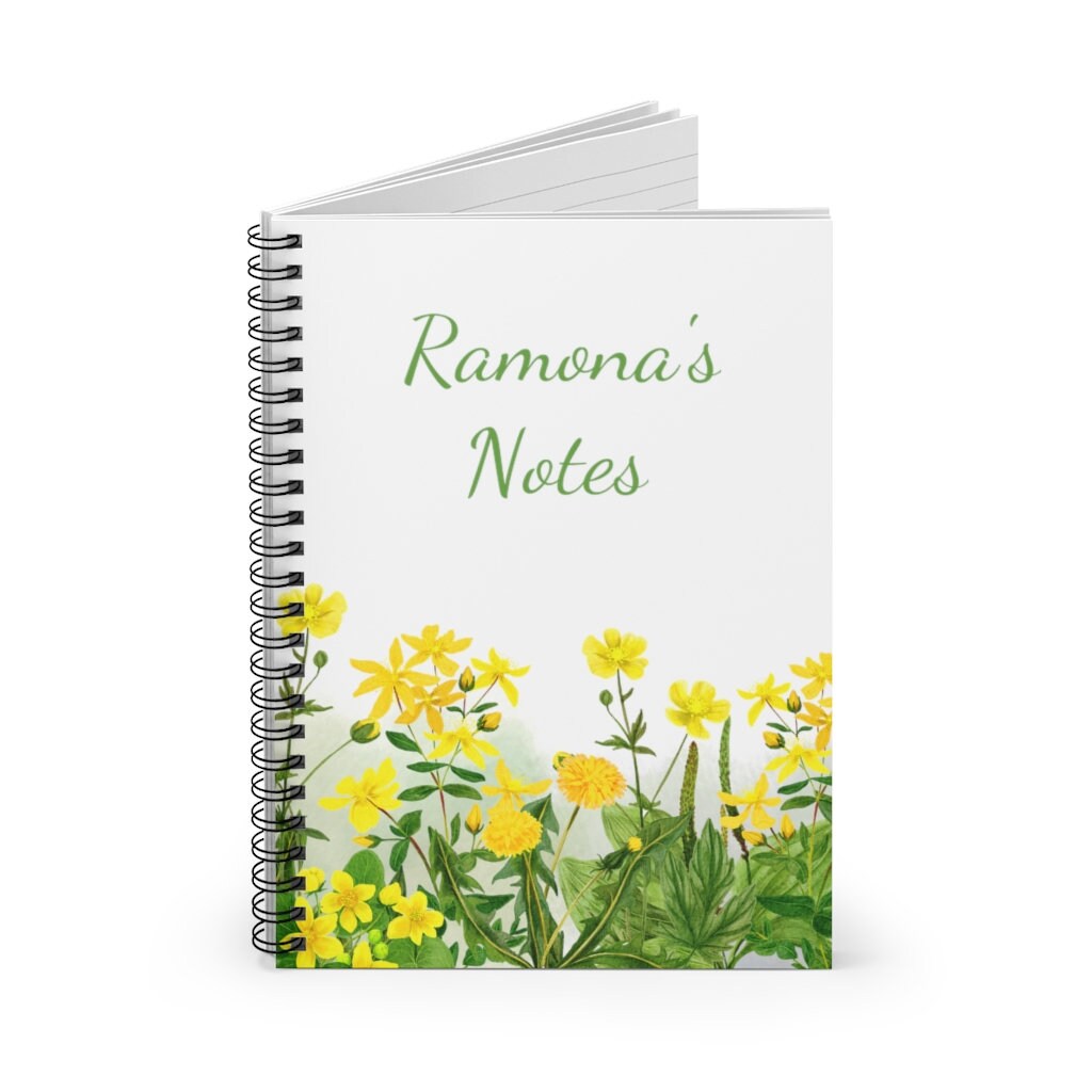 Yellow Flower Custom Notebook. Personalized Spiral Notebook. Lined ...