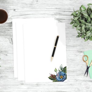 Blue Floral Printable Writing Paper, Stationery Printable, A4 and ...