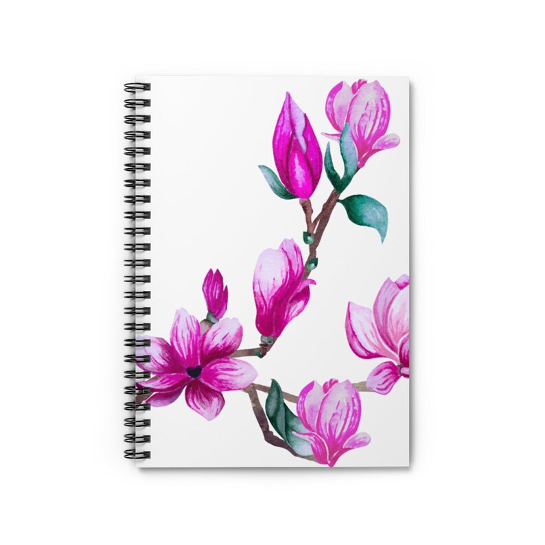 Romantic Notebook. Watercolor Flower Spiral Notebook. Magnolia Spiral ...