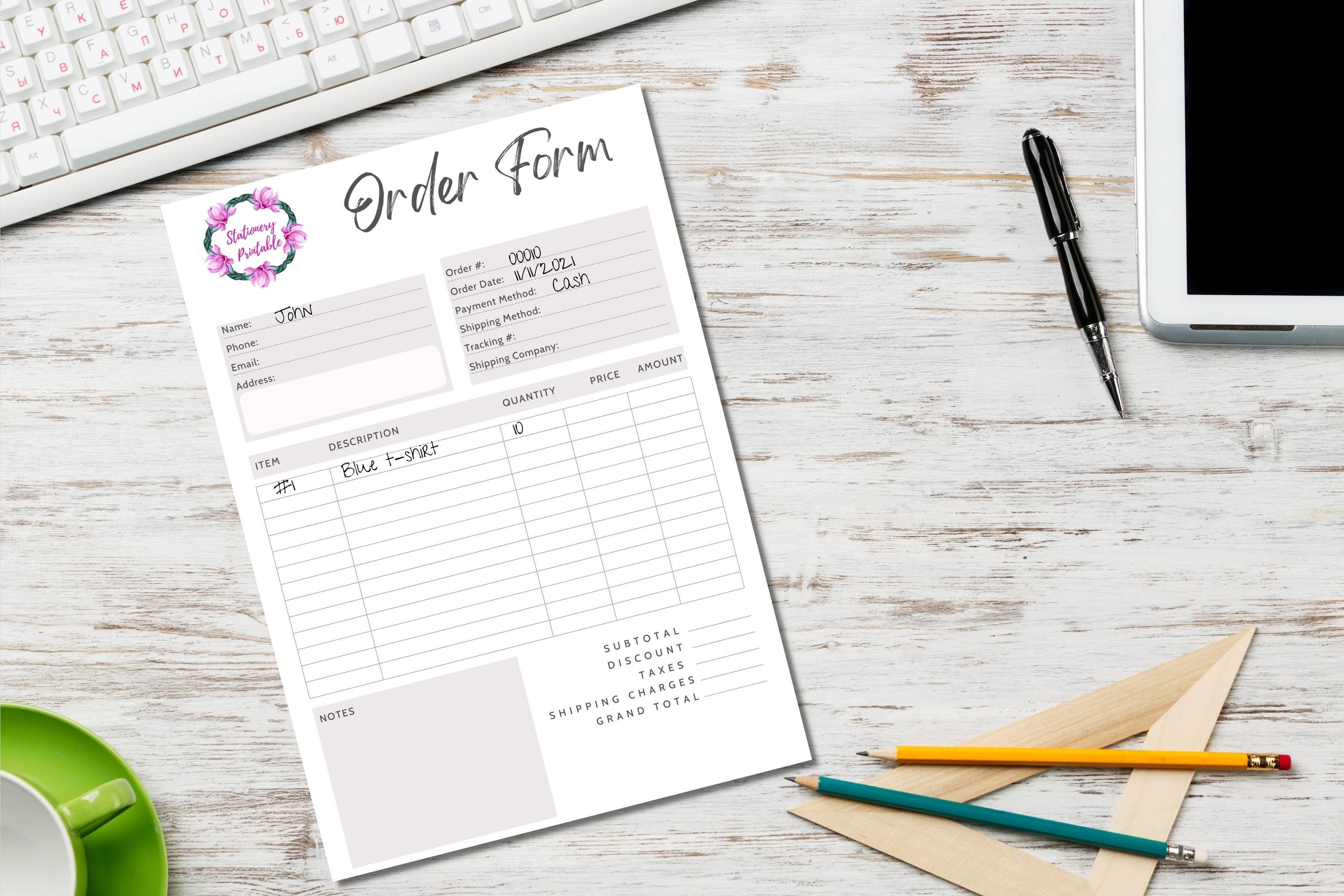 Gray Custom Order Form Template for Canva. Printable Crafters Order ...