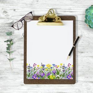 Set of 4 Watercolor Flower Printable Stationary, A4 and Letter Paper ...