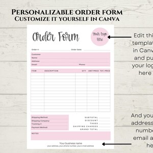 Custom Order Form Template for Canva. Pink Printable Crafters Order ...