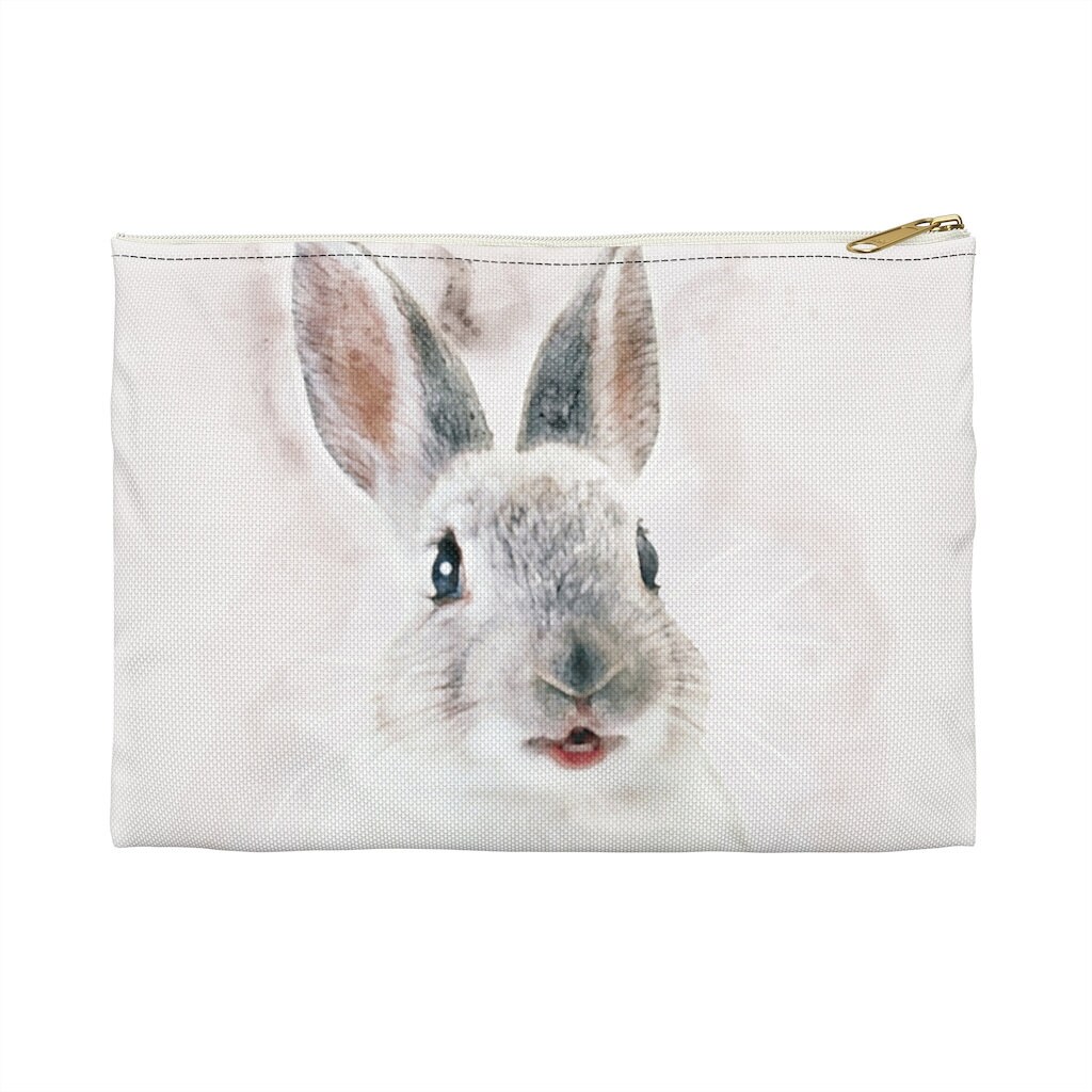 Watercolor Bunny Pencil Pouch. Cute Rabbit Accessory Pouch. Large ...
