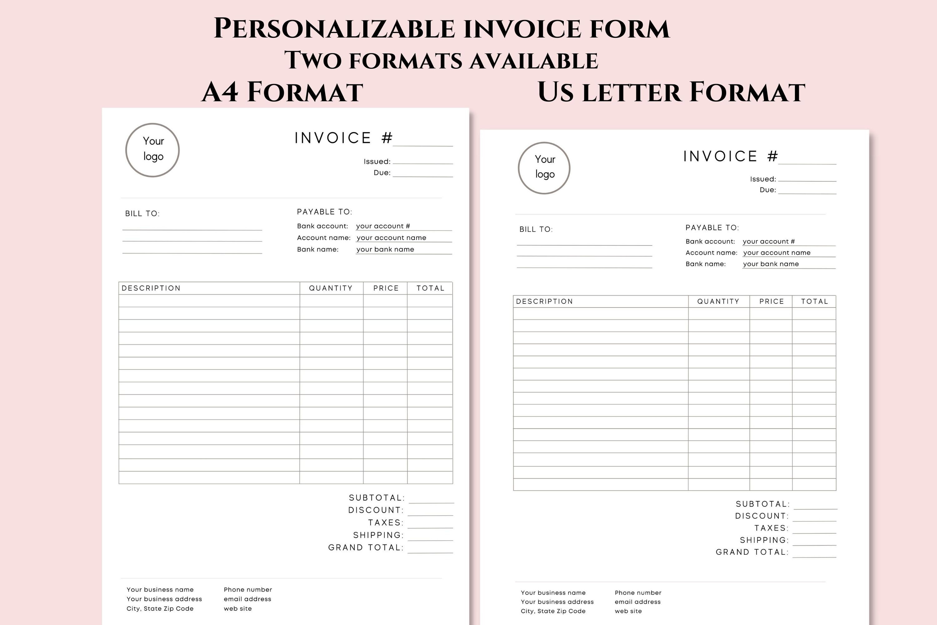 Custom Invoice Form Template for Canva. Printable Crafters Invoice Form ...