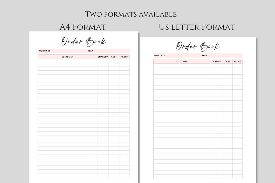 Printable Order Book Form. Printable Crafters Sales Tracker. Small ...