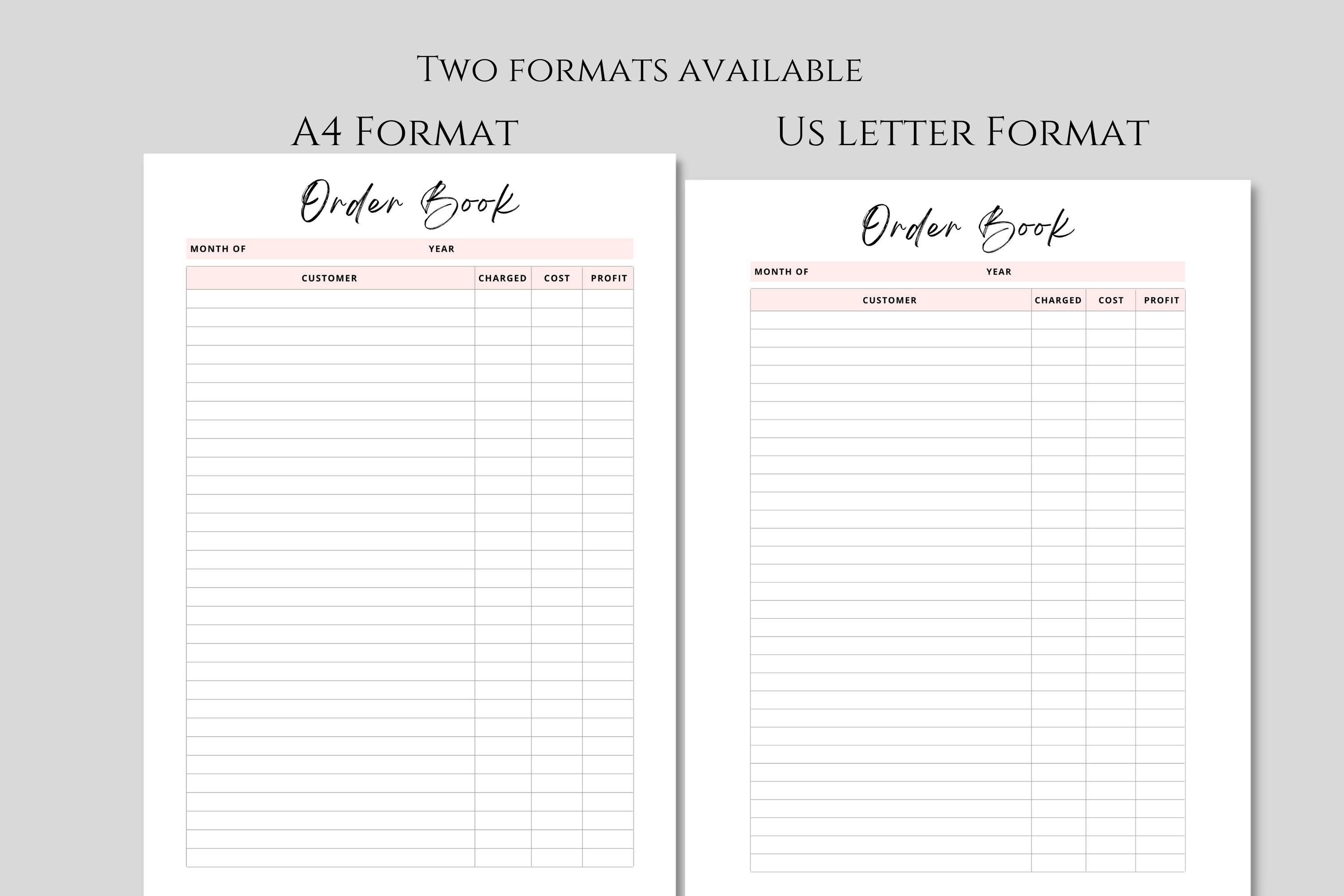 Printable Order Book Form. Printable Crafters Sales Tracker. Small ...