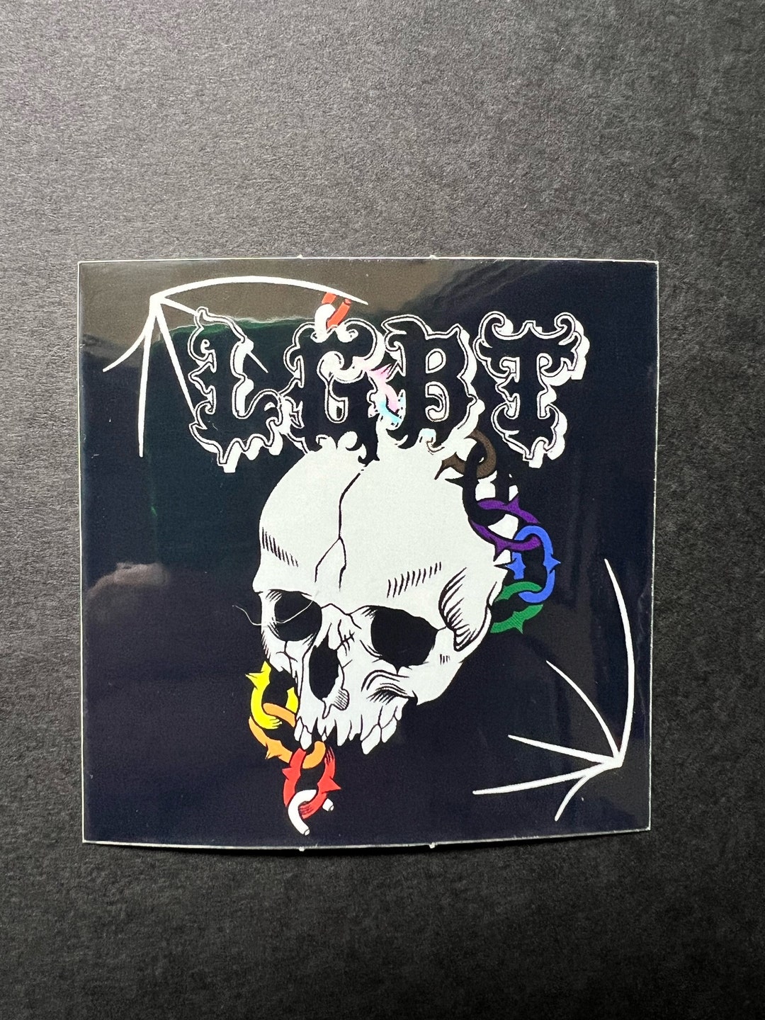 LGBT Skull Chain Sticker - Etsy